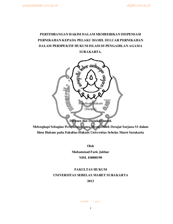 (PDF) Pertimbangan Hakim Dalam Memberikan Dispensasi Pernikahan Kepada Pelaku Hamil DI Luar ...