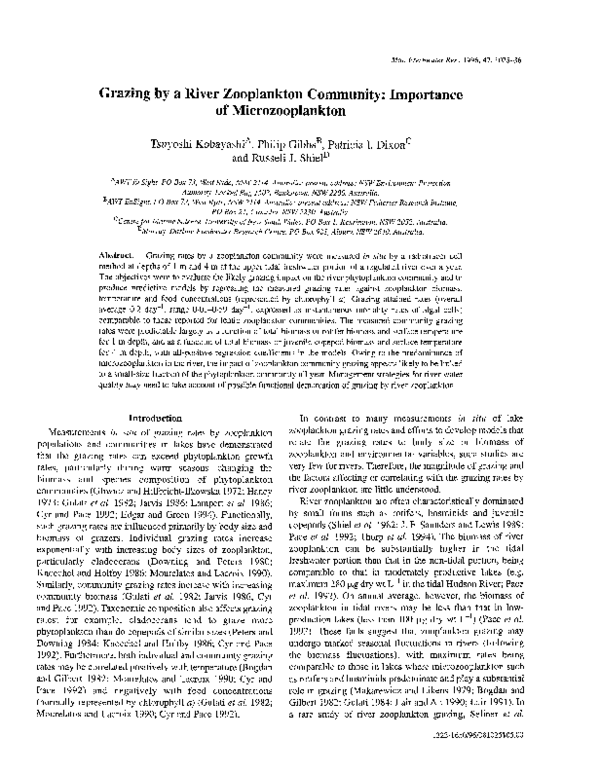 (PDF) Grazing by a river zooplankton community: Importance of ...