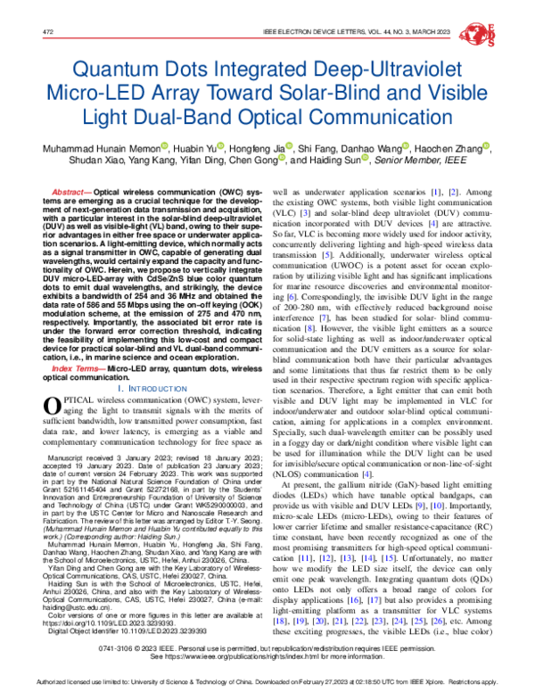 (PDF) Quantum Dots Integrated Deep-Ultraviolet Micro-LED Array Toward ...