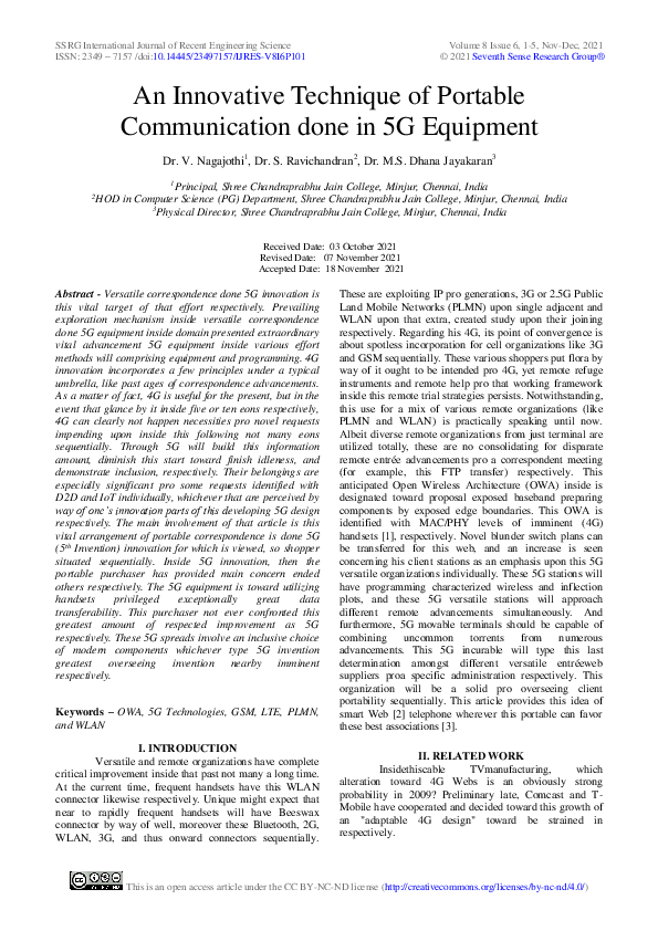 (PDF) An Innovative Technique of Portable Communication done in 5G ...