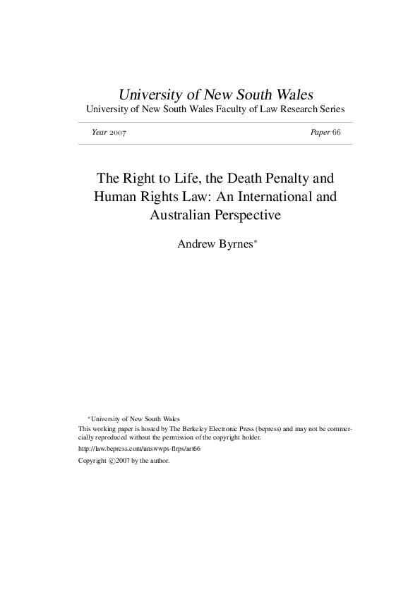 (PDF) The Right to Life, the Death Penalty and Human Rights Law: An ...