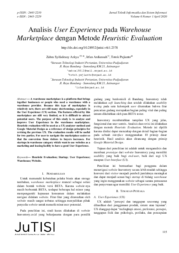 (PDF) Analisis User Experience pada Warehouse Marketplace dengan Metode ...