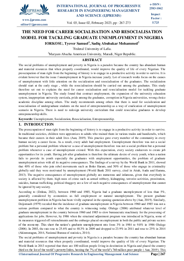 (PDF) THE NEED FOR CAREER SOCIALISATION AND RESOCIALISATION MODEL FOR ...