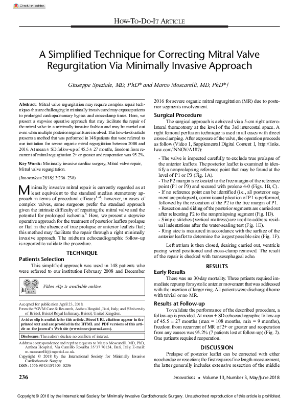 (PDF) A Simplified Technique for Correcting Mitral Valve Regurgitation ...