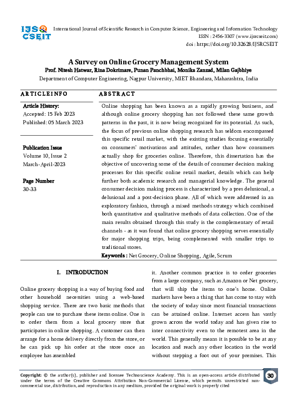 (PDF) A Survey on Online Grocery Management System