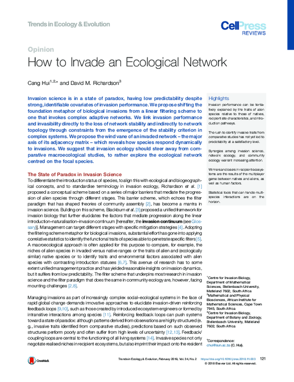 (PDF) How to Invade an Ecological Network