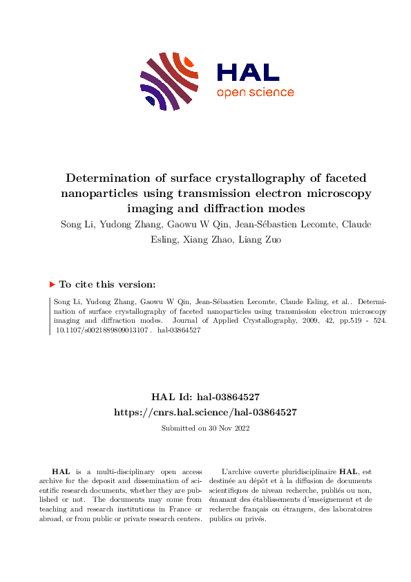 (PDF) Determination of surface crystallography of faceted nanoparticles ...