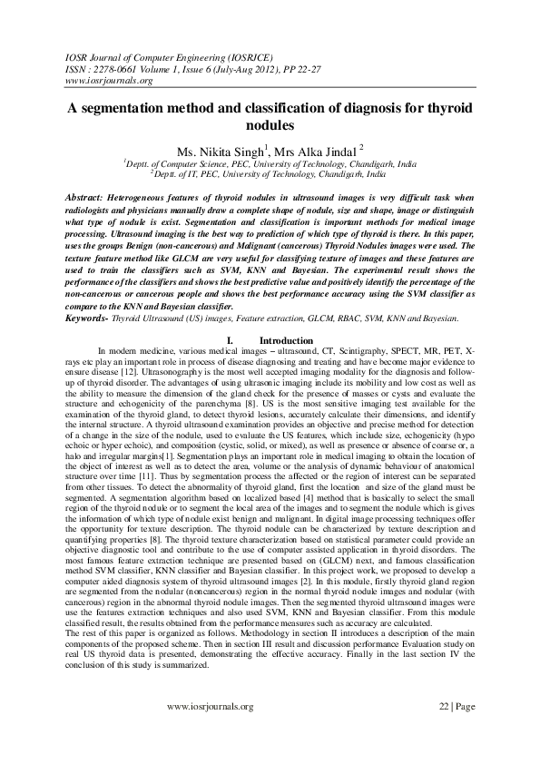 (PDF) A segmentation method and classification of diagnosis for thyroid nodules