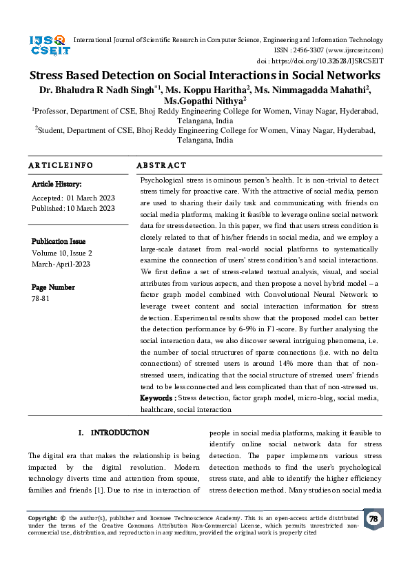 (PDF) Stress Based Detection on Social Interactions in Social Networks