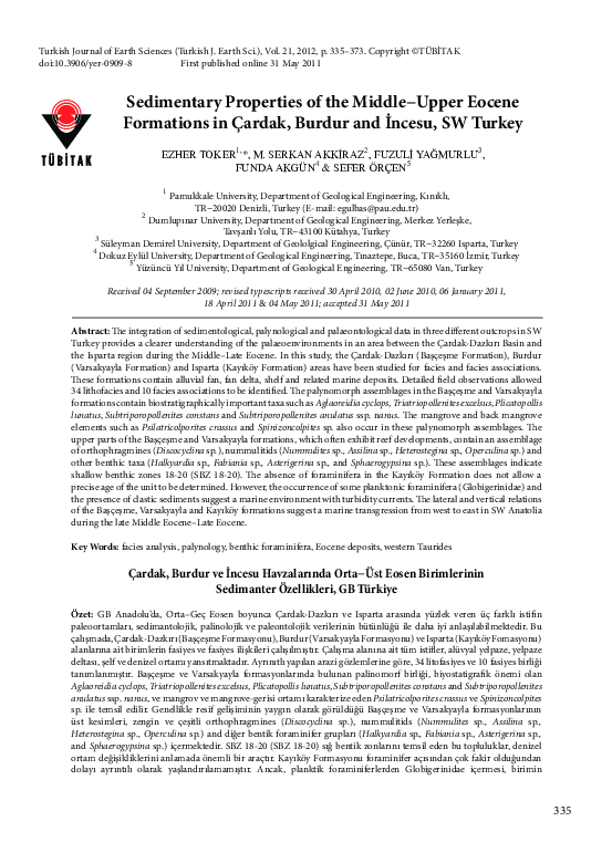 (PDF) Palaeoenvironmental reconstruction of the Çardak coal seam, SW Turkey