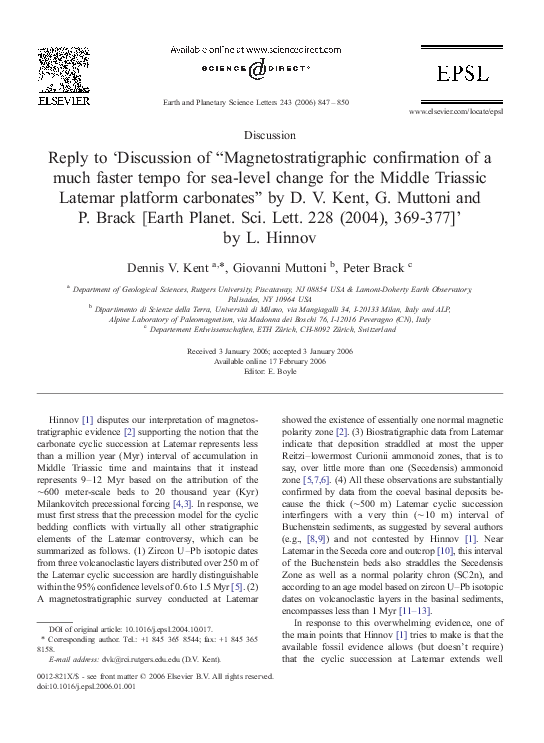 (PDF) Reply to ‘Discussion of “Magnetostratigraphic confirmation of a ...