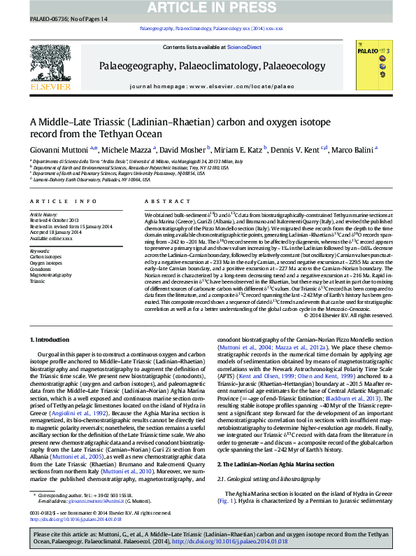 (PDF) A Middle–Late Triassic (Ladinian–Rhaetian) carbon and oxygen ...