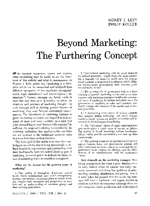 (PDF) Beyond Marketing: The Furthering Concept