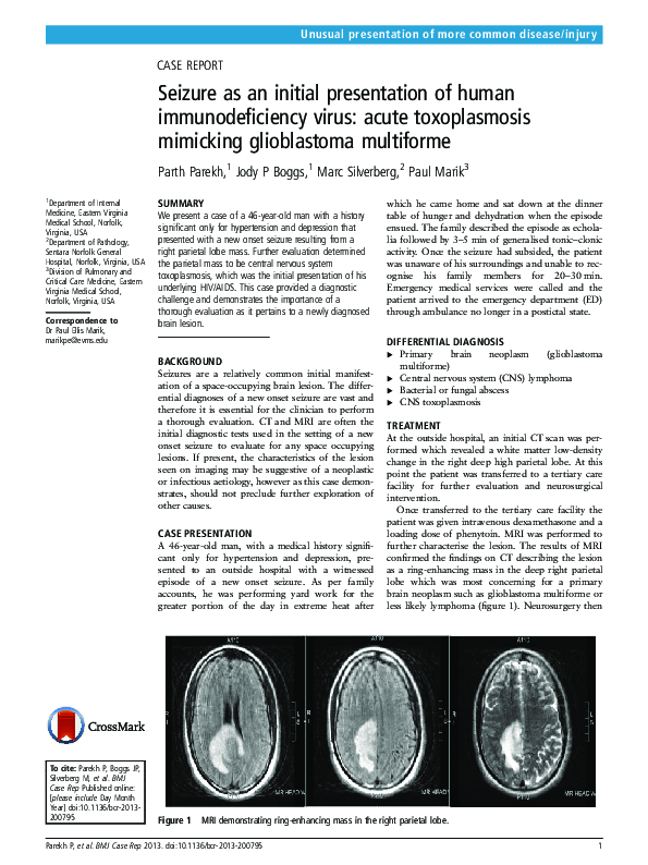 (PDF) Seizure as an initial presentation of human immunodeficiency ...