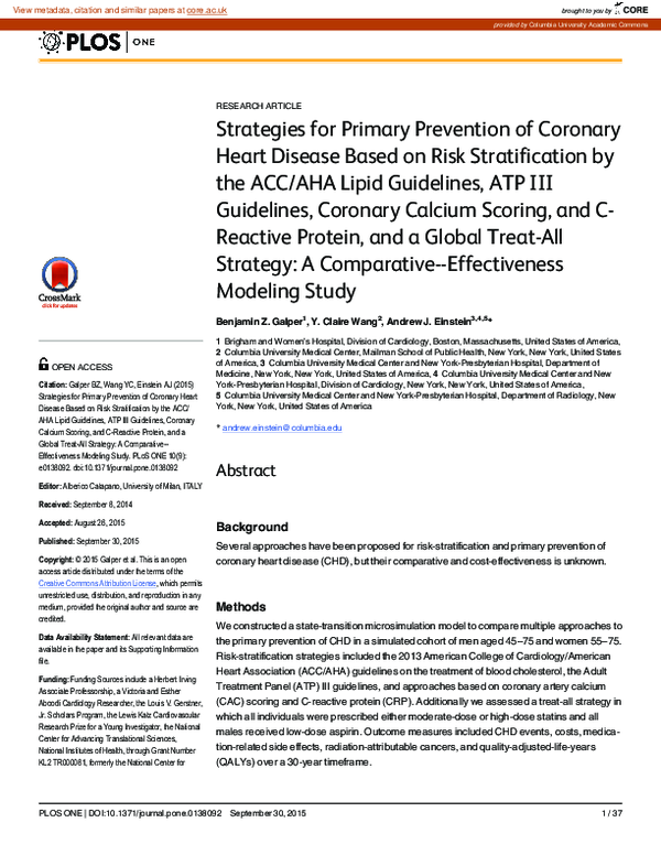 (PDF) Strategies for Primary Prevention of Coronary Heart Disease Based ...