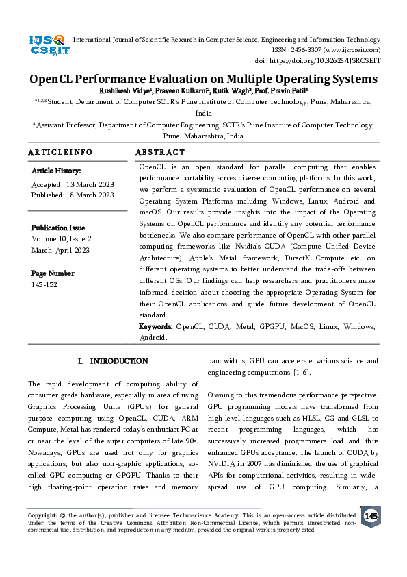 (PDF) OpenCL Performance Evaluation on Multiple Operating Systems