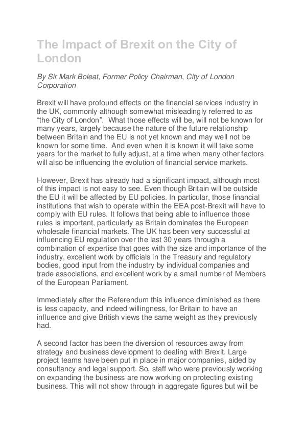 (PDF) 7. The Impact of Brexit on the City of London