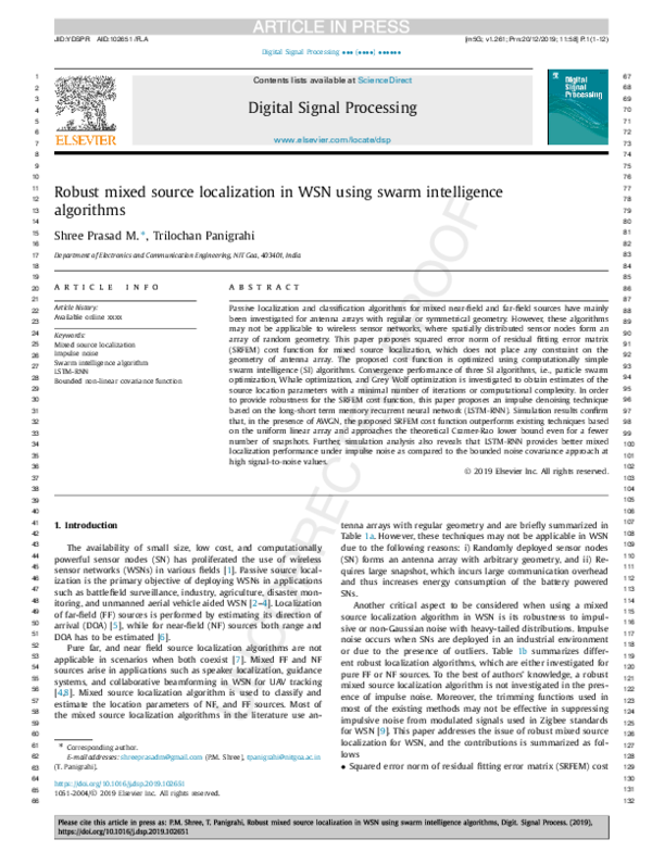(PDF) Robust mixed source localization in WSN using swarm intelligence algorithms