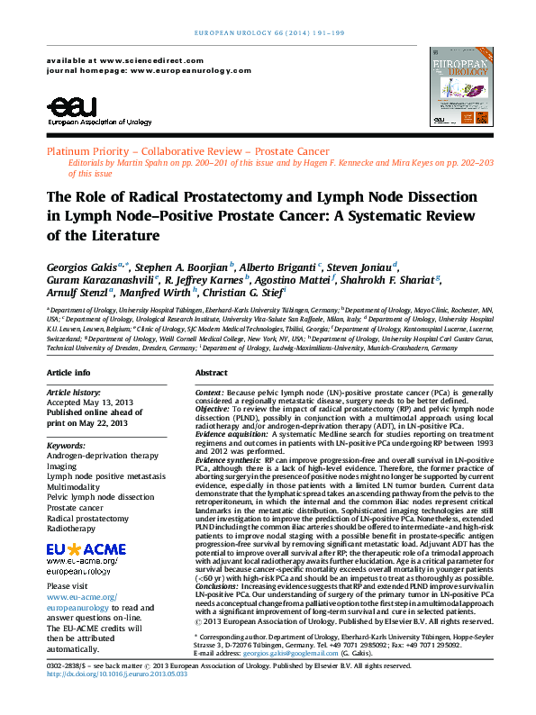 (PDF) The Role of Radical Prostatectomy and Lymph Node Dissection in ...