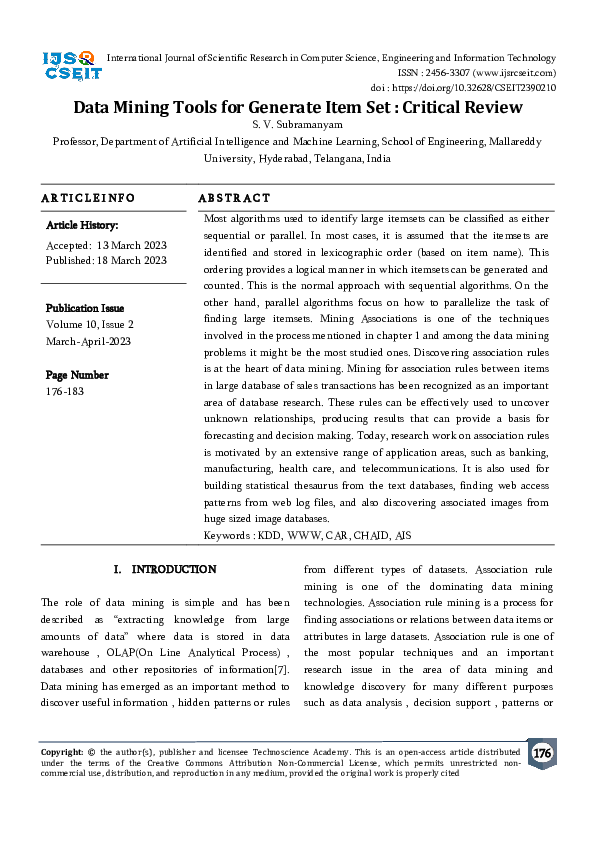 (PDF) Critical Review of Itemset Mining Algorithms