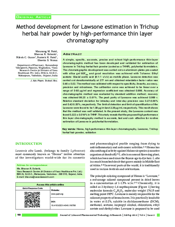 (PDF) Method development for Lawsone estimation in Trichup herbal hair ...