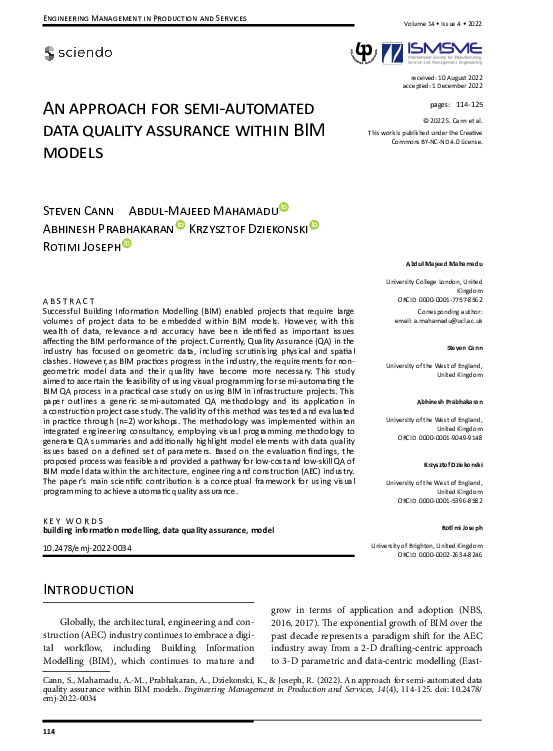 (PDF) An approach for semi-automated data quality assurance within BIM models | Rotimi Joseph ...