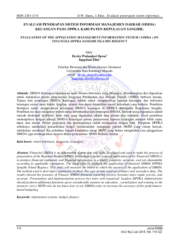 (PDF) Evaluasi Penerapan Sistem Informasi Manajemen Daerah (Simda ...