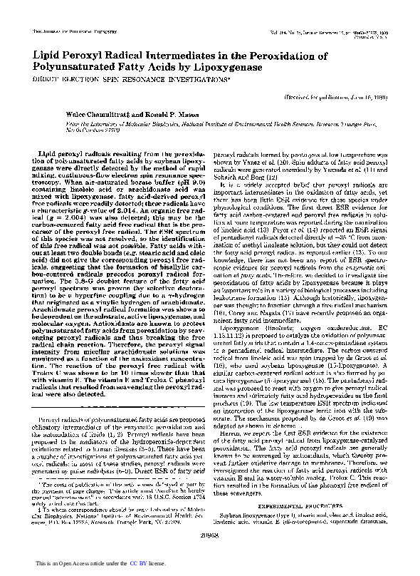 (PDF) Lipid Peroxyl Radical Intermediates in the Peroxidation of ...