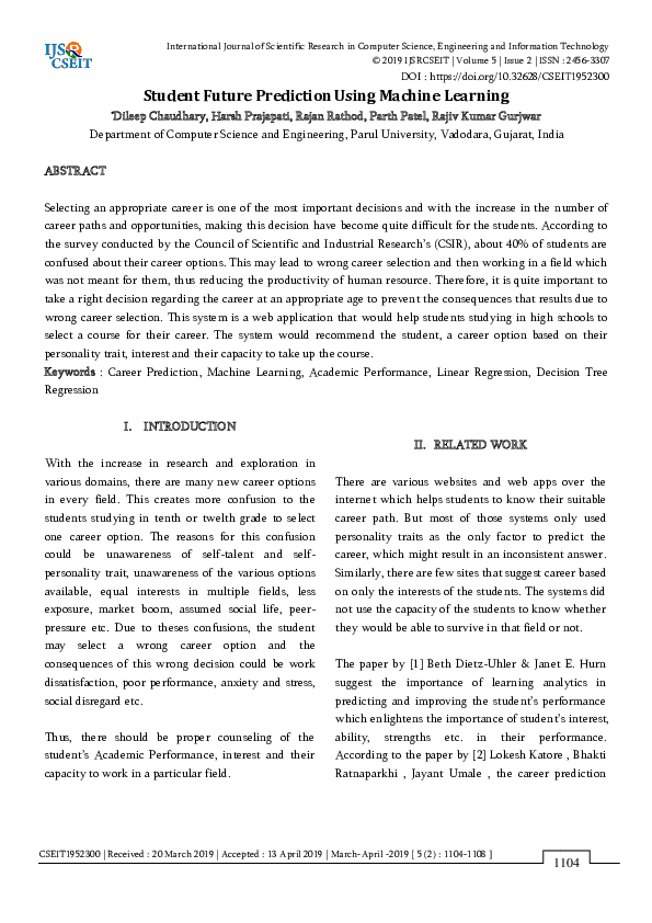 (PDF) Student Future Prediction Using Machine Learning | Harsh ...