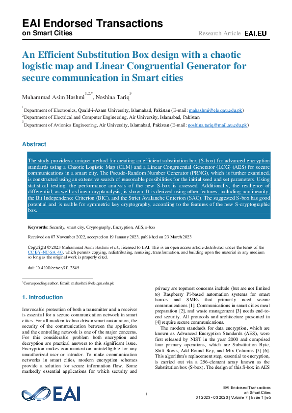 Pdf An Efficient Substitution Box Design With A Chaotic Logistic Map And Linear Congruential