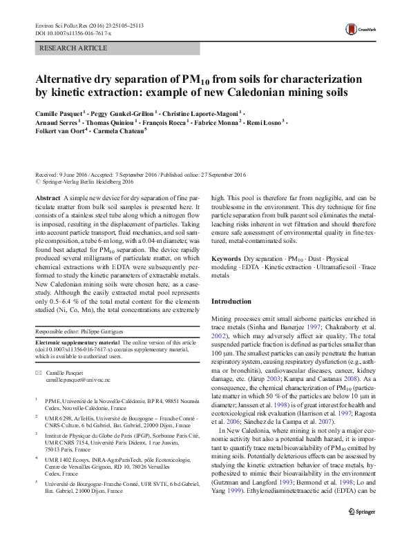 (PDF) Alternative dry separation of PM10 from soils for ...