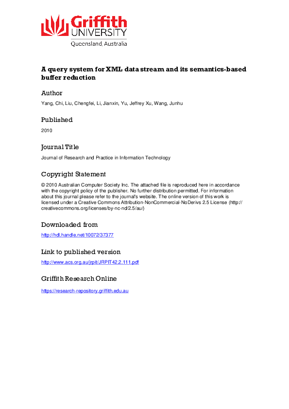(PDF) A query system for XML DATA stream and its semantics-based buffer reduction