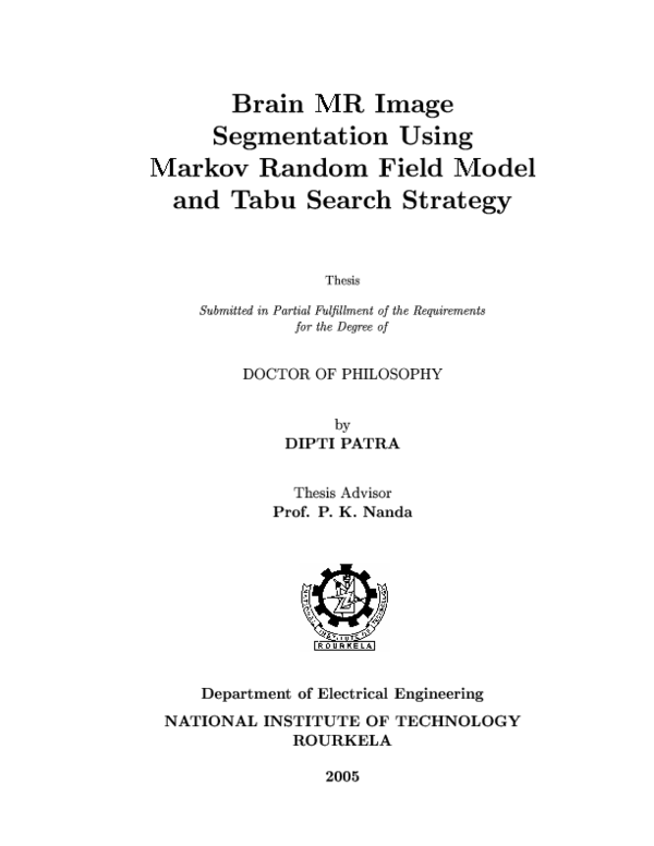 Pdf Brain Mr Image Segmentation Using Markov Random Field Model And Tabu Search Strategy 
