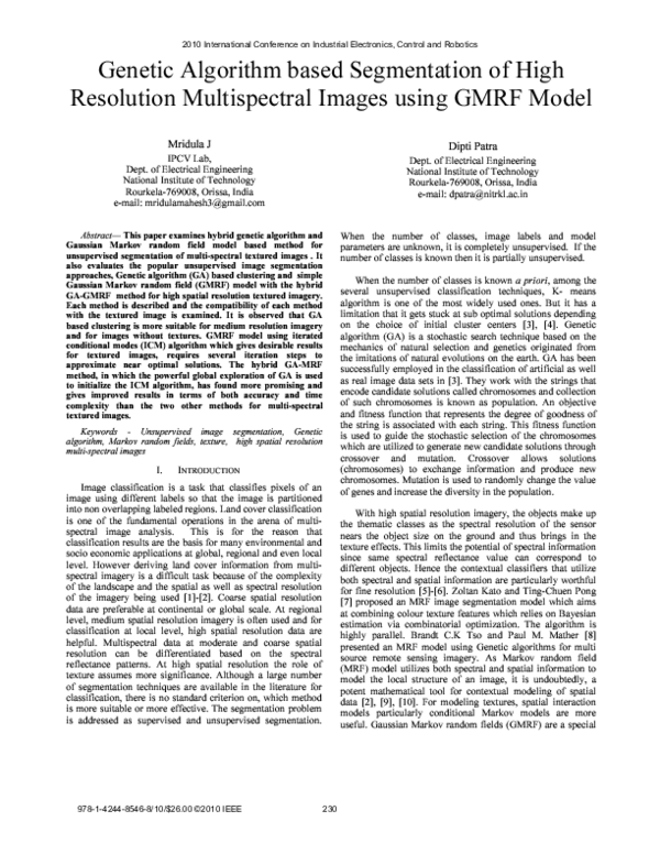 (PDF) Genetic algorithm based segmentation of high resolution multispectral images using GMRF model