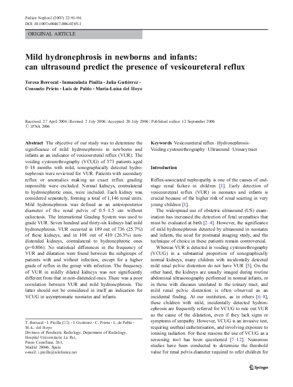 (PDF) Mild hydronephrosis in newborns and infants: can ultrasound ...