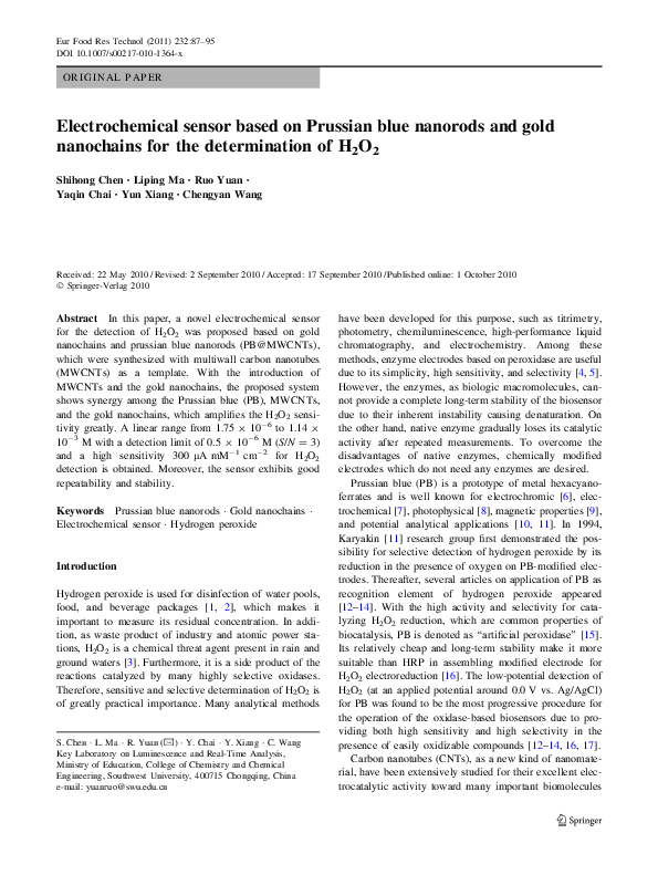 (PDF) Electrochemical sensor based on Prussian blue nanorods and gold nanochains for the ...