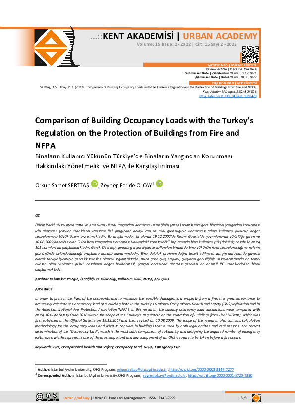 (PDF) Comparison of Building Occupancy Loads with the Turkish ...