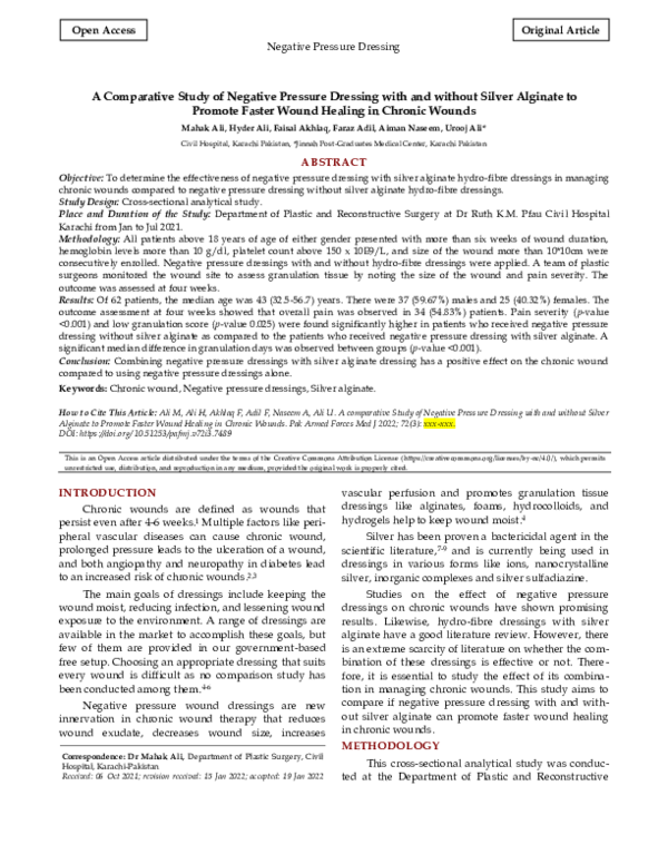 (PDF) A Comparative Study of Negative Pressure Dressing with and ...