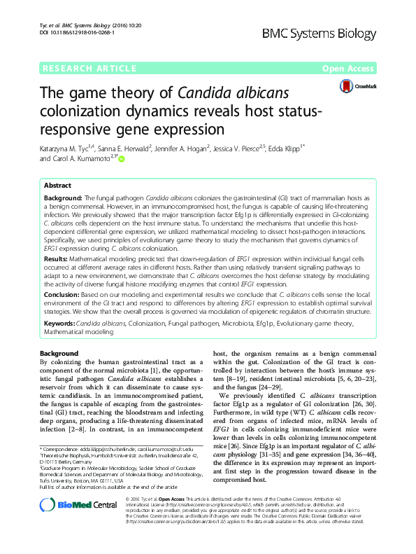 (PDF) The game theory of Candida albicans colonization dynamics reveals ...