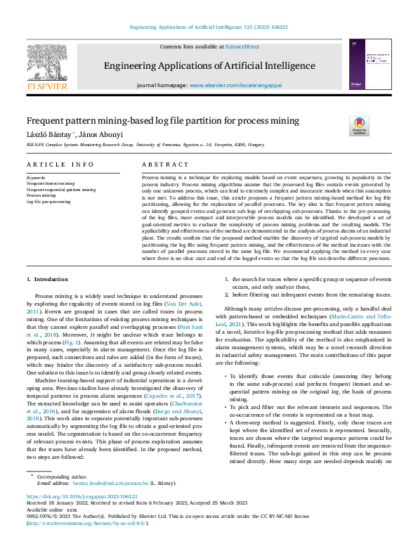 (PDF) Frequent pattern mining-based log file partition for process mining