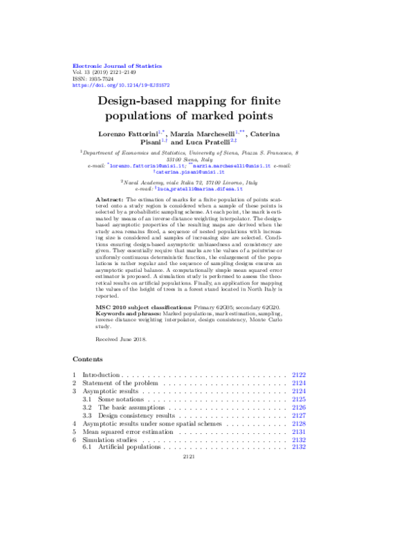(PDF) Design-based mapping for finite populations of marked points