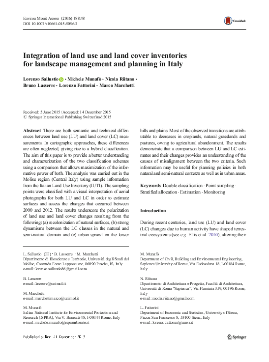 (PDF) Integration of land use and land cover inventories for landscape ...