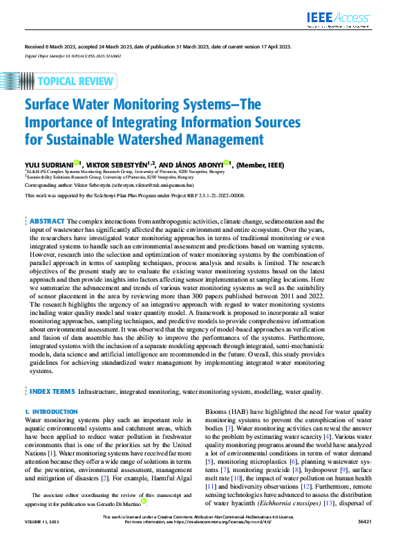 (PDF) Surface Water Monitoring Systems-The Importance of Integrating Information Sources for ...