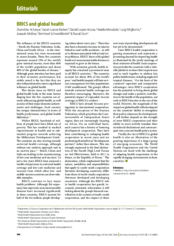 (PDF) BRICS and global health