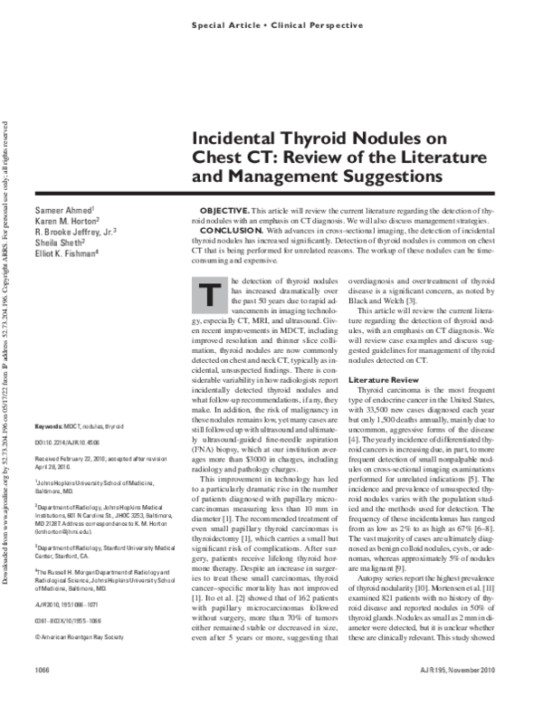 (PDF) Incidental Thyroid Nodules on Chest CT: Review of the Literature ...