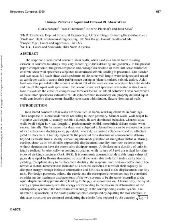 (PDF) Damage Patterns in Squat and Flexural RC Shear Walls