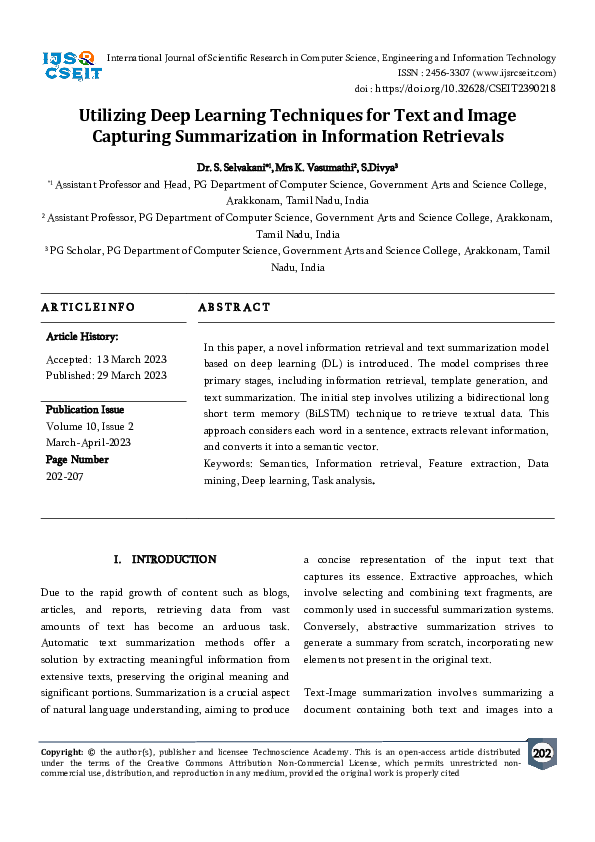 (PDF) Utilizing Deep Learning Techniques for Text and Image Capturing Summarization in ...