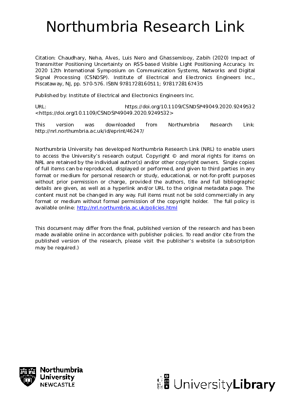 (PDF) Impact of Transmitter Positioning Uncertainty on RSS-based ...