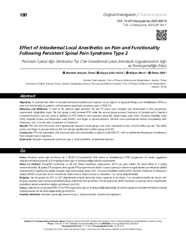 (PDF) Effect of Intradermal Local Anesthetics on Pain and Functionality ...