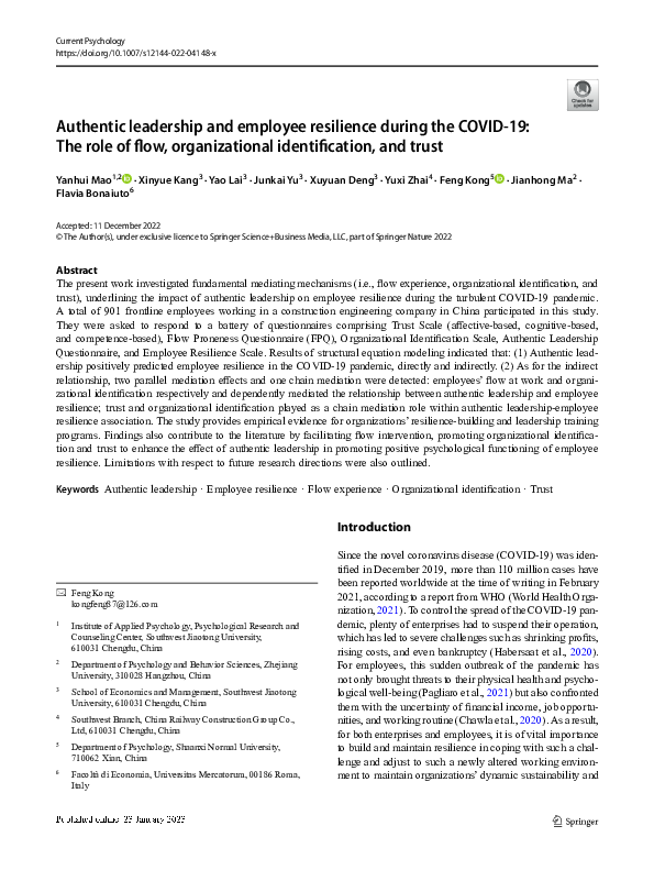 (PDF) Authentic leadership and employee resilience during the COVID-19 ...